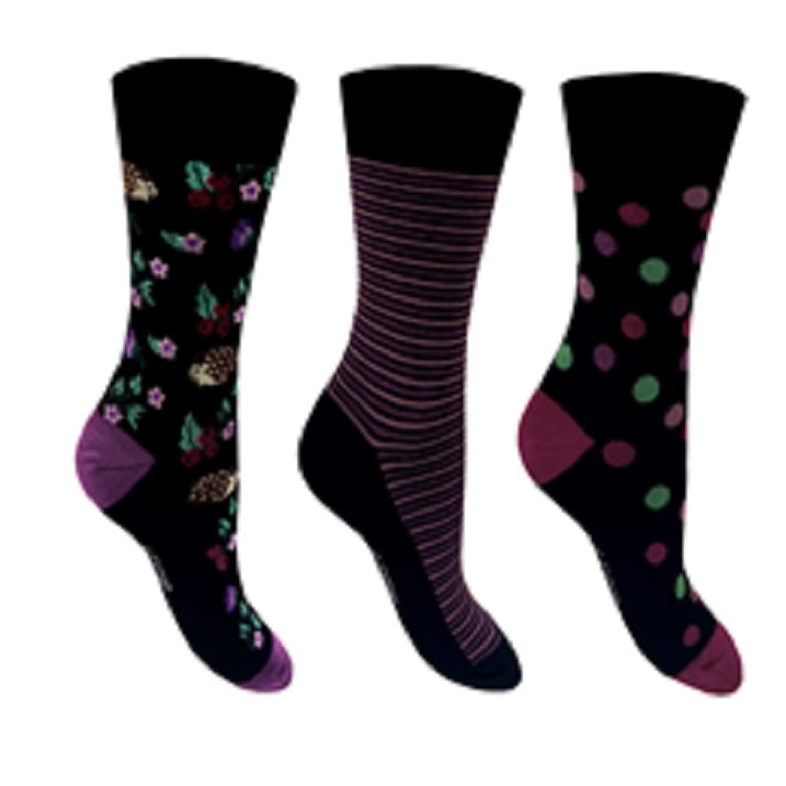 3 PK FLEXITOP LADIES BAMBOO DESIGN SOCKS – Cleversocks